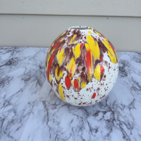Vintage | Accents | Vintage 7s Hand Painted Splatter Painted Vase ...